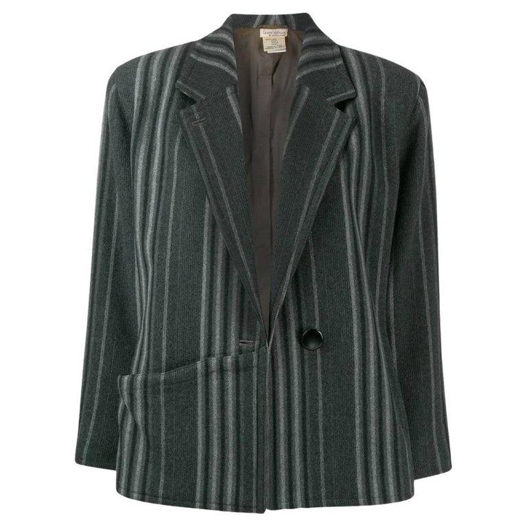 80s Gianni Versace Vintage grey striped wool jacket For Sale at 1stDibs
