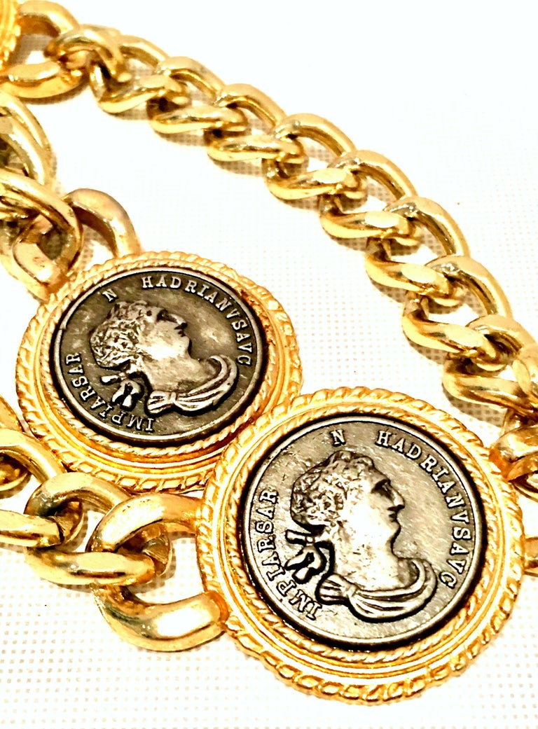 80'S Gold Plate and Roman Coin Chain Link Belt/Necklace By, Omega at ...