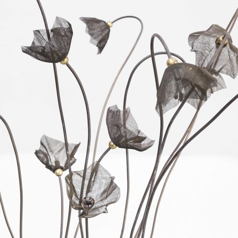 1980s Harco Loor Metal Roses Brass Floorlamp For Sale at 1stDibs