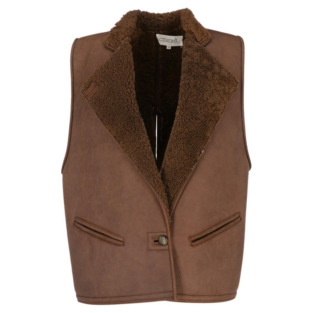 80s Iceberg brown sheepskin vest at 1stDibs | iceberg vest