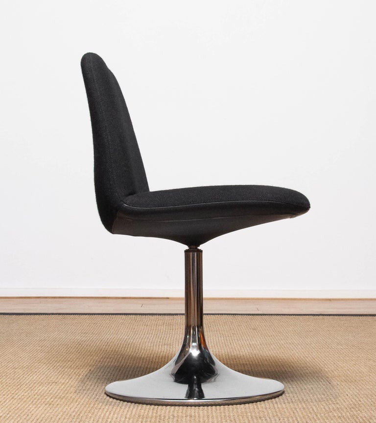 80s Johanson Black Wool and Chrome Tulip Base "Vinga" Swivel Chair from ...