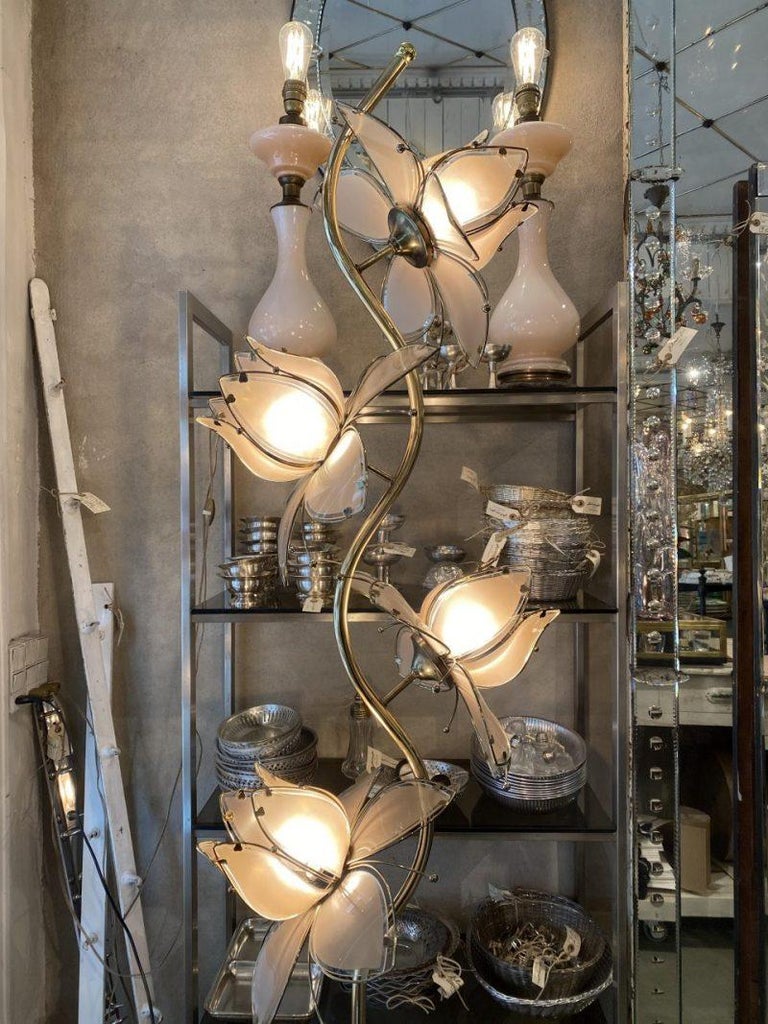 80s Lotus Flower FLoor Lamp at 1stDibs