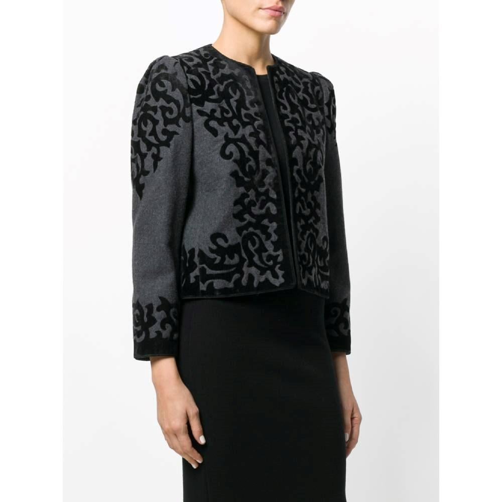 80s Louis Féraud Vintage grey wool crop jacket For Sale at 1stDibs