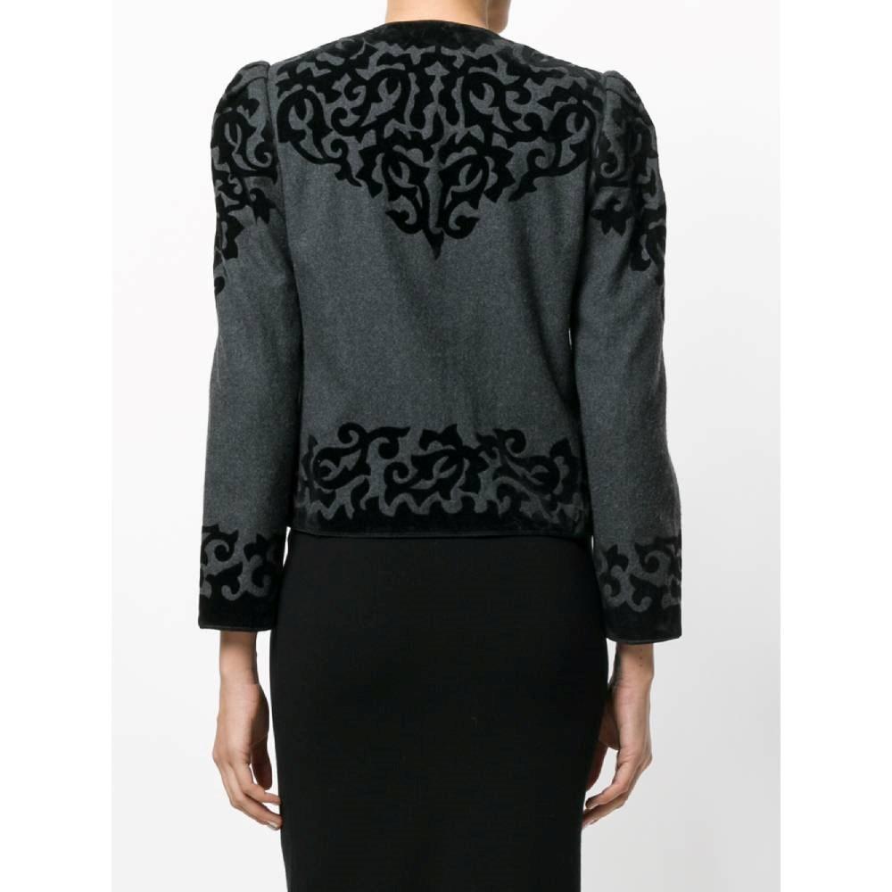 80s Louis Féraud Vintage grey wool crop jacket For Sale at 1stDibs