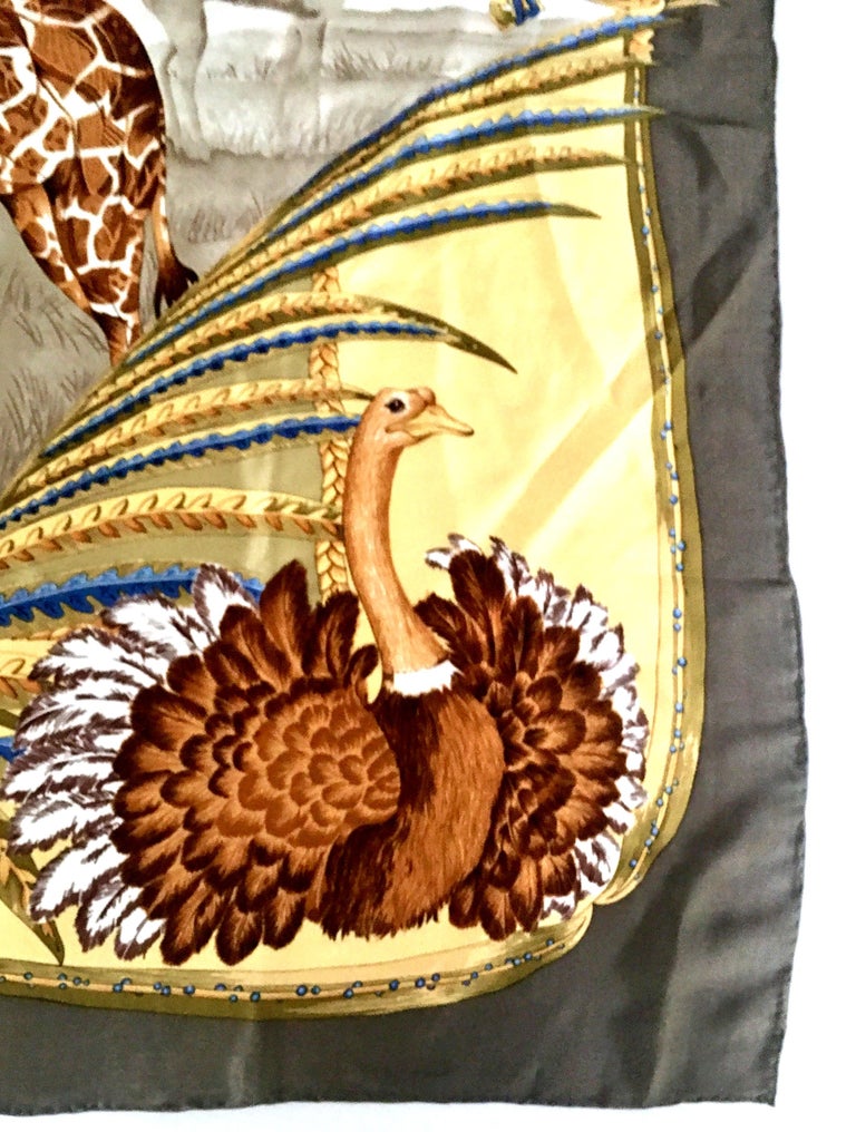 80's New Oversized Silk Scarf "Safari Print" by, Edelweiss For Sale at ...