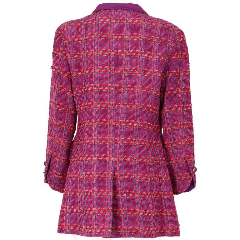 80s Nina Ricci Vintage fuchsia and purple bouclé wool fitted jacket For ...