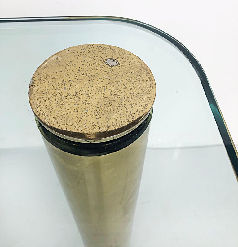 '80s Pace Collection Glass Top Side Table with Brass Legs For Sale at ...
