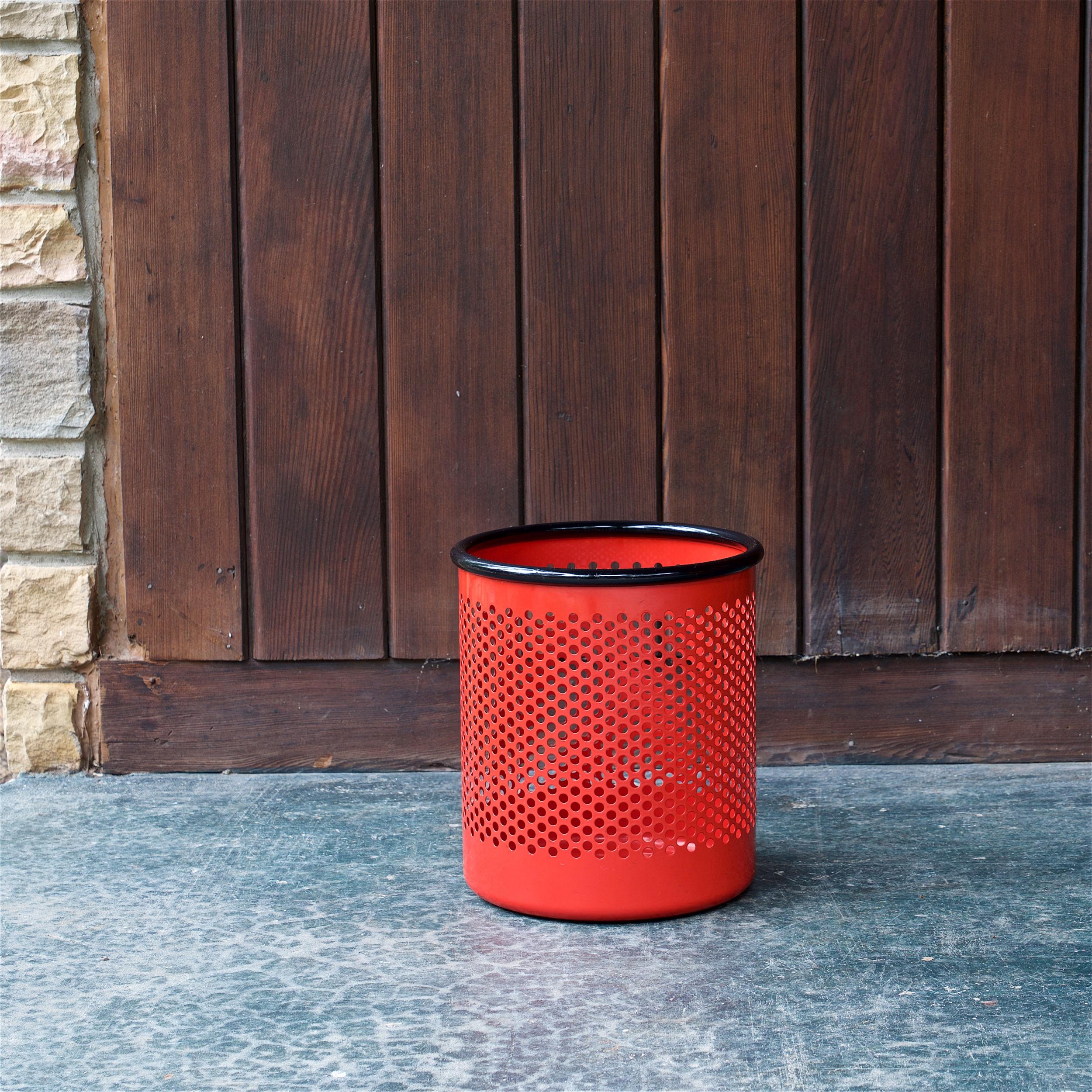 Perforated Metal Office Wastebasket Trash Can Italy Memphis Sottsass ...
