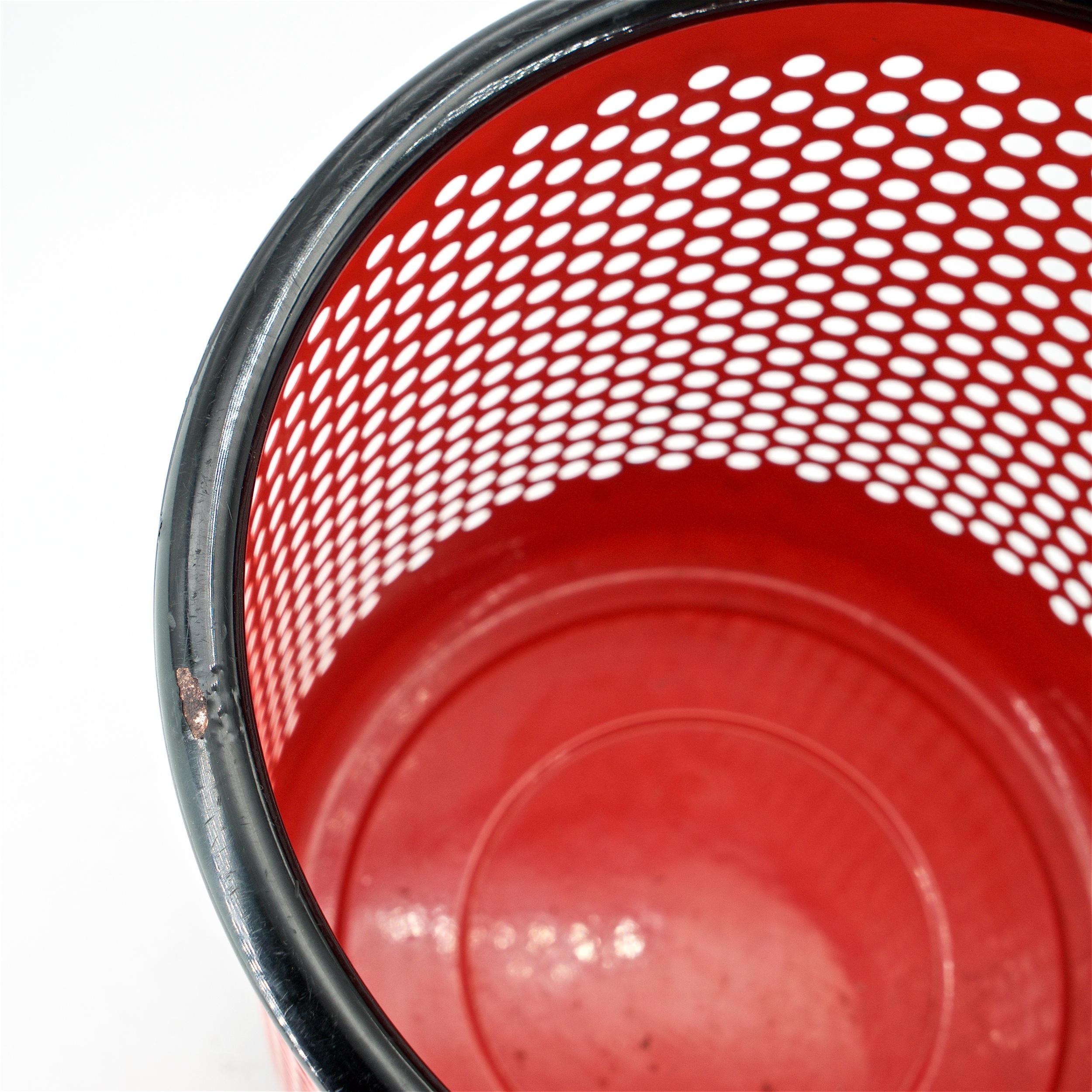 Perforated Metal Office Wastebasket Trash Can Italy Memphis Sottsass ...