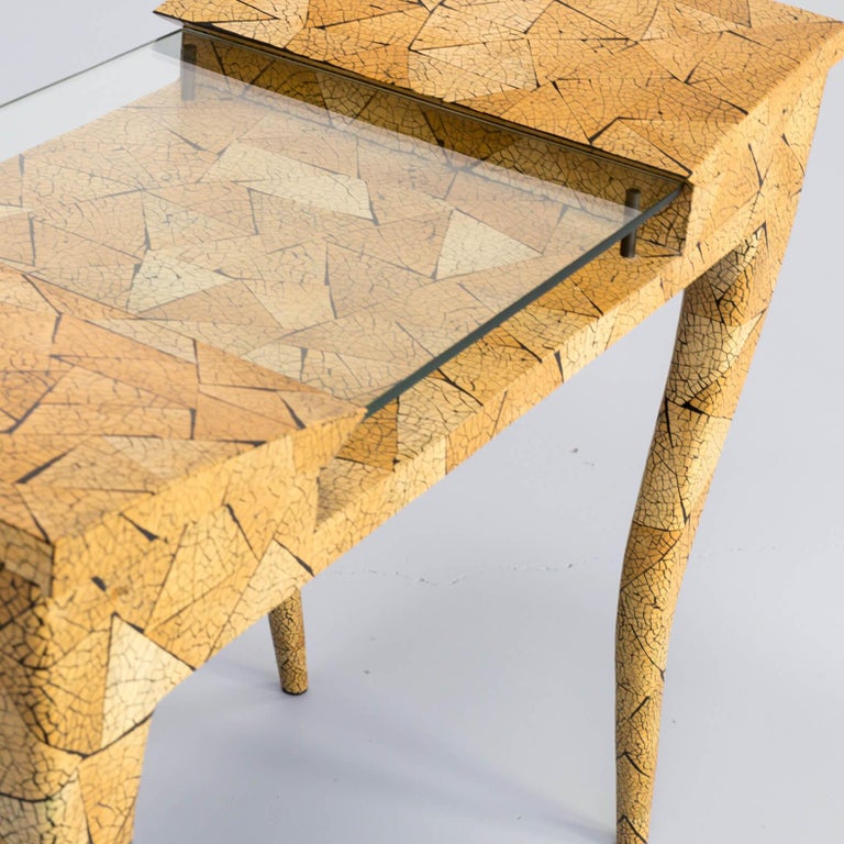 1980s R and Y Augousti Coconut Shell Inlay Side Table For Sale at 1stDibs