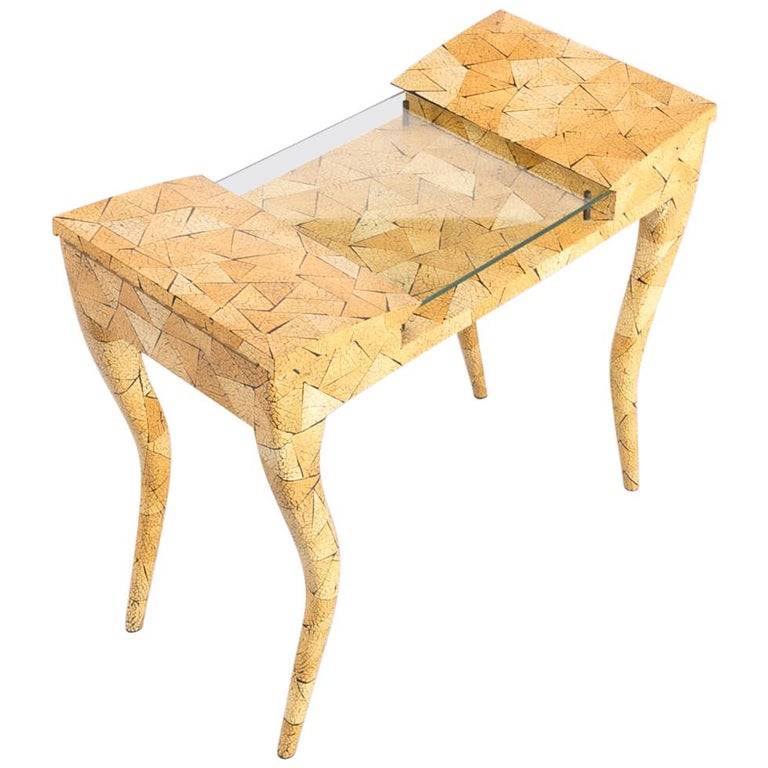 1980s R and Y Augousti Coconut Shell Inlay Side Table For Sale at 1stDibs