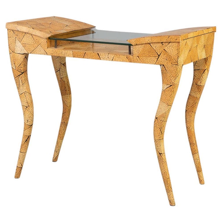 80s R and Y Augousti coconut shell inlay side table For Sale at 1stDibs