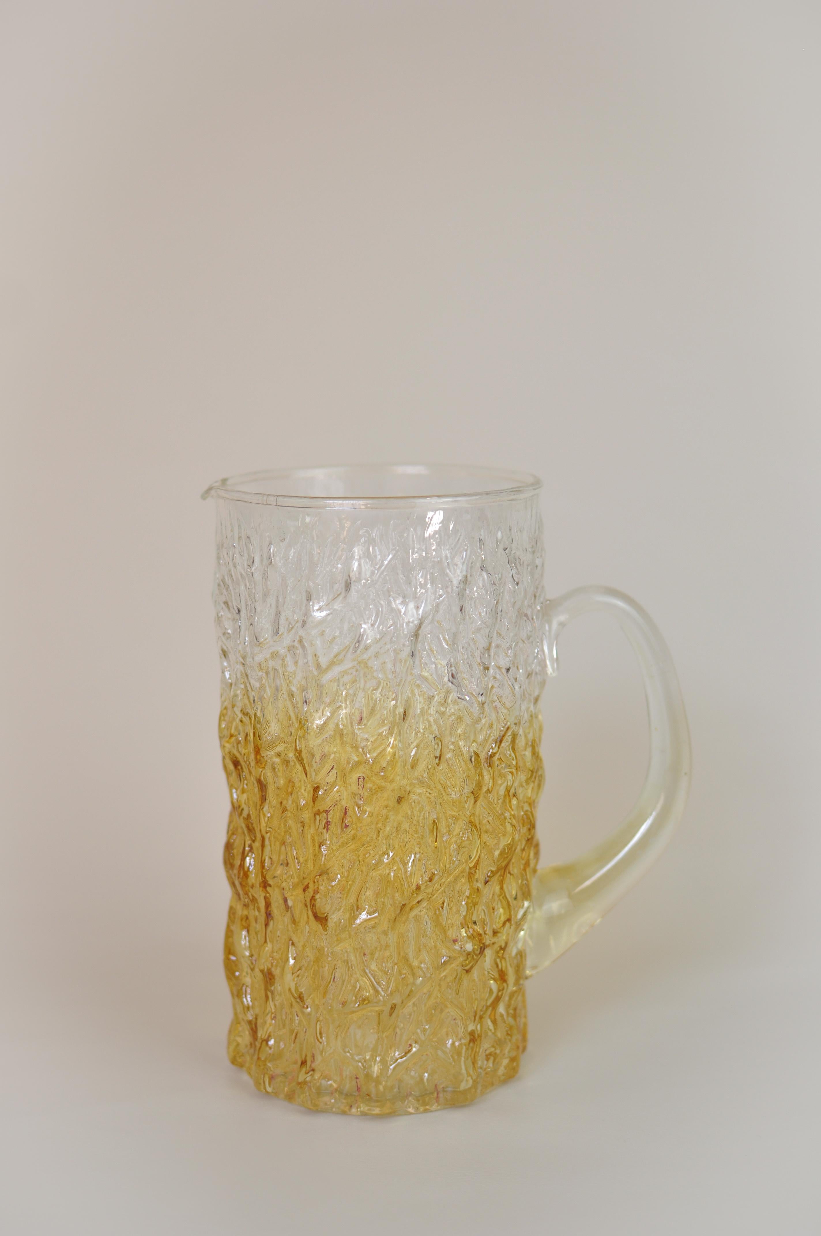 80's Textured Glass Pitcher For Sale at 1stDibs