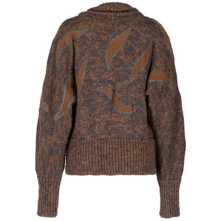 80s Tushy brown and grey wool cardigan with internal vest For Sale at ...