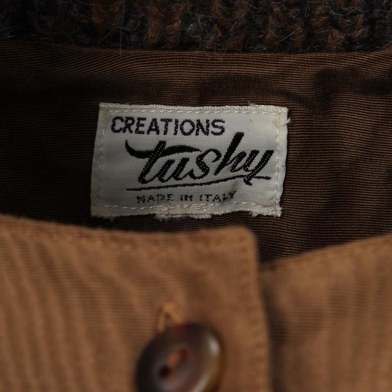 80s Tushy brown and grey wool cardigan with internal vest For Sale at ...
