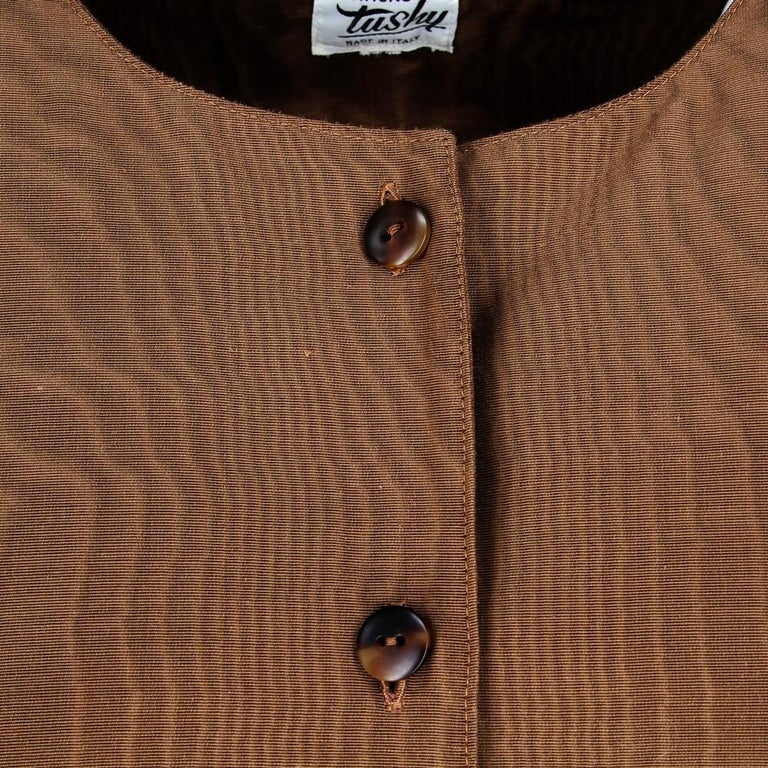 80s Tushy brown and grey wool cardigan with internal vest For Sale at ...