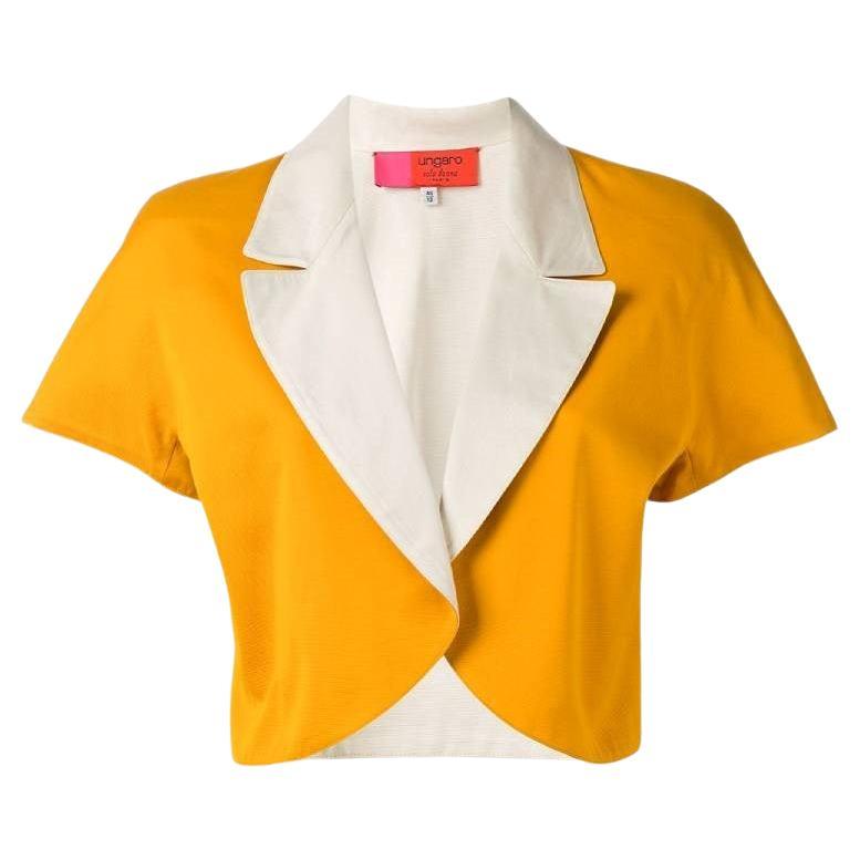 80s Ungaro Vintage mustard yellow narrow-ribbed crop open jacket For ...