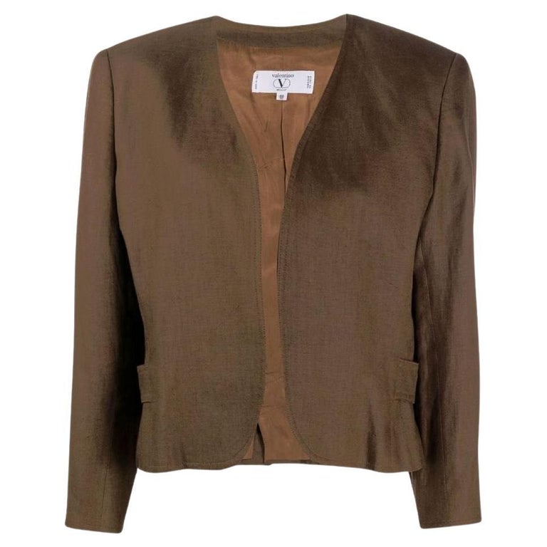 80s Valentino Vintage linen opened jacket with padded shoulders For ...