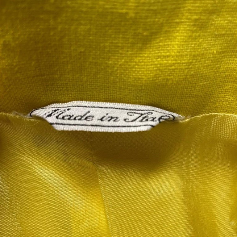 80s Versace Vintage yellow linen zipped jacket with padded shoulders ...