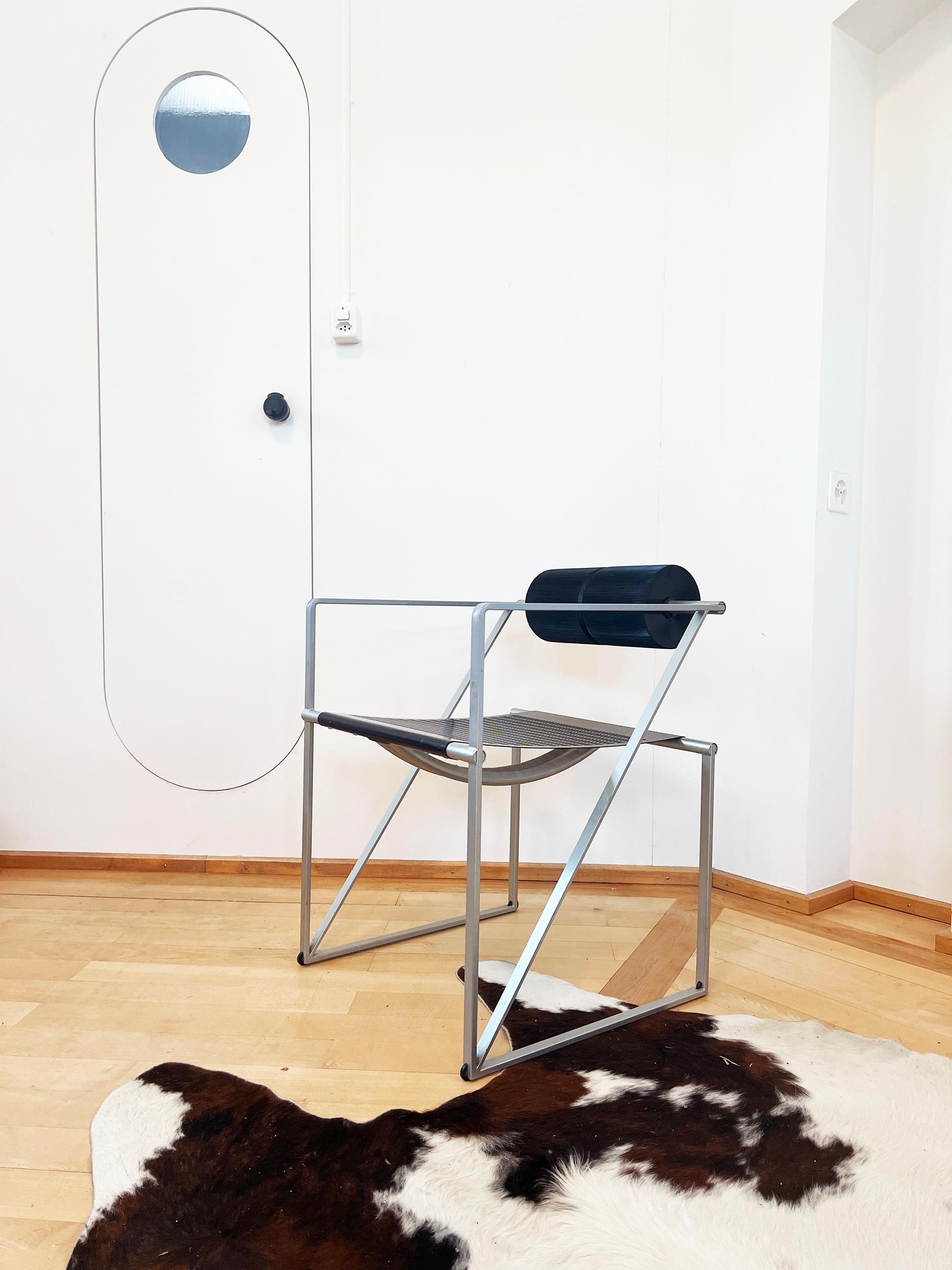 80s Mario Botta Vintage Alias 602 Seconda Chair Black Steel Seat, Grey ...