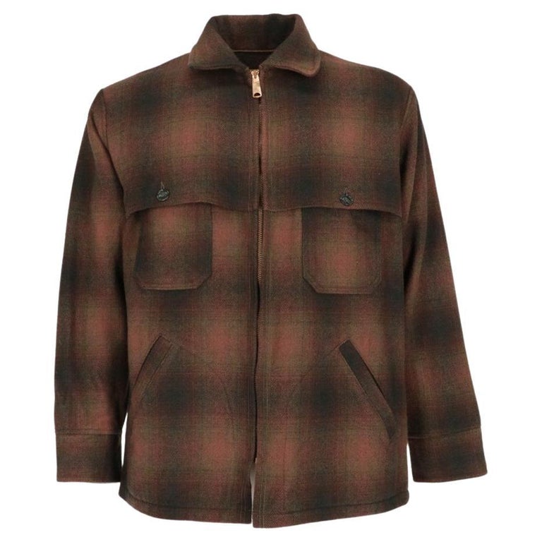 80s Woolrich Vintage brown wool jacket with checked pattern For Sale at ...