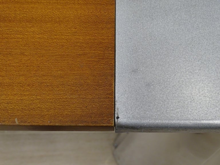 80s Italian Wood Aluminium Glass Vanity Mirror Dressing Table Mirror ...