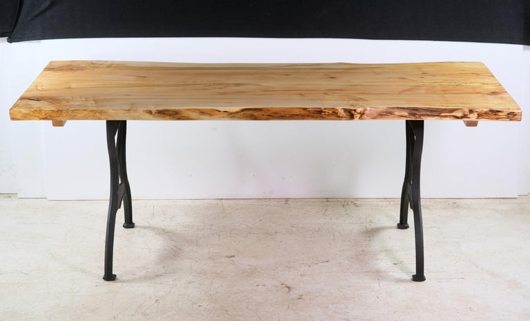 Long Live Edge Maple Dining Table Industrial Legs Cast Iron Brooklyn NY ...