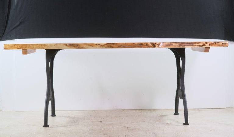 Long Live Edge Maple Dining Table Industrial Legs Cast Iron Brooklyn NY ...