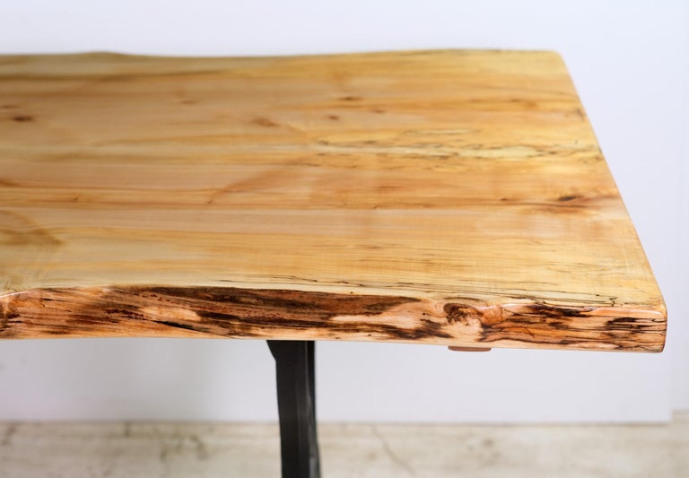 Long Live Edge Maple Dining Table Industrial Legs Cast Iron Brooklyn NY ...