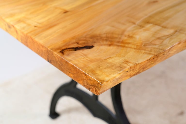 Long Live Edge Maple Dining Table Industrial Legs Cast Iron Brooklyn NY ...