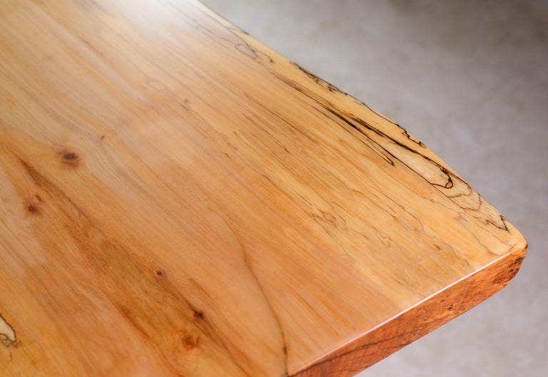 Long Live Edge Maple Dining Table Industrial Legs Cast Iron Brooklyn NY ...