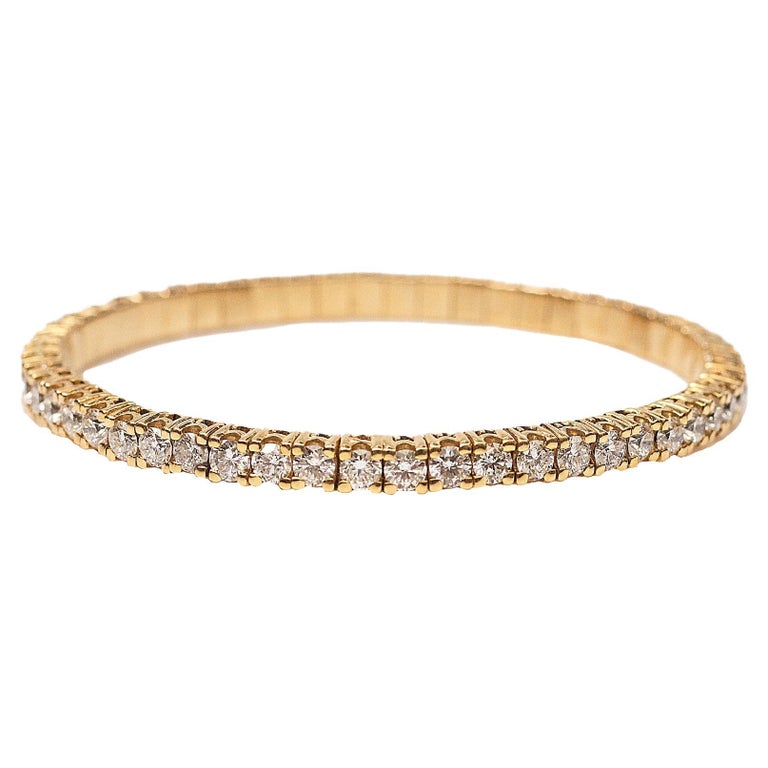 8.13 cts 20 pointer Round Diamond Stretchable Bracelet in 18K Yellow ...