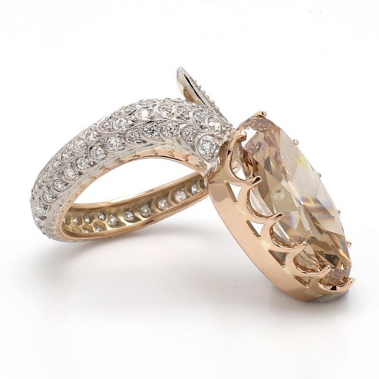 8.16 Carat Fancy Brown, Pear Shaped Diamond Ring For Sale at 1stDibs