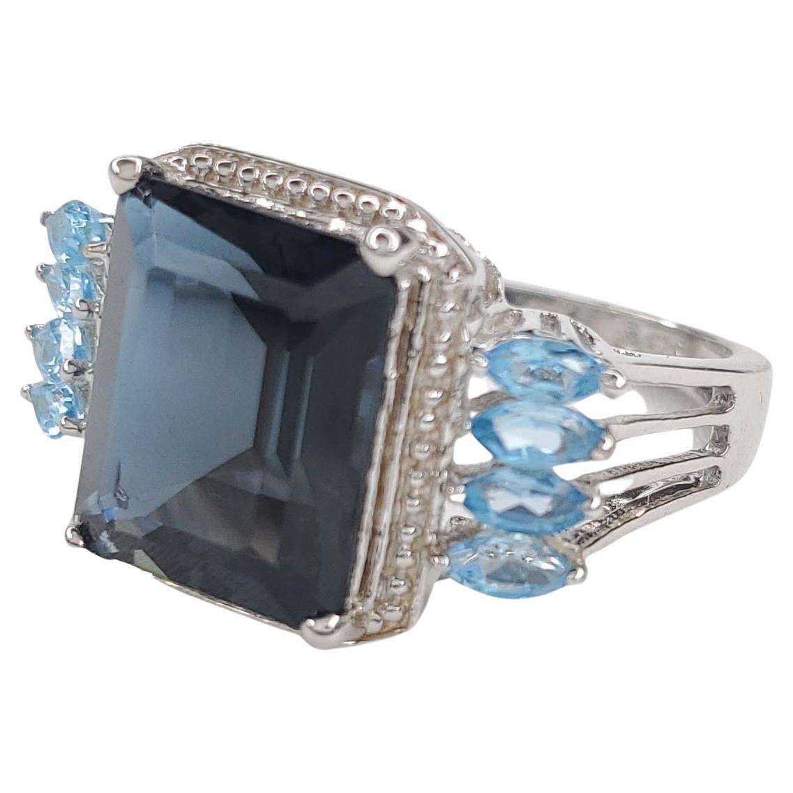 8.12cttw Swiss Blue Topaz Sterling Silver Ring at 1stDibs