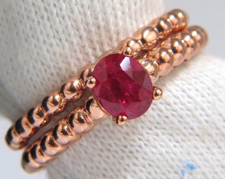 .82 Carat Natural Vivid Bright Ruby Solitaire Ring and Band 14 Karat ...