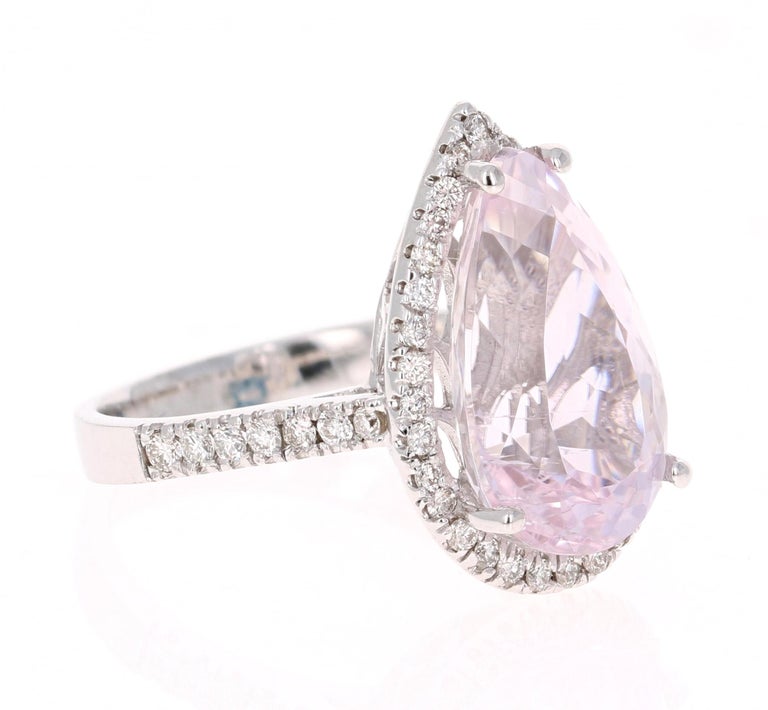8.28 Carat Kunzite Halo Diamond White Gold Engagement Ring For Sale at ...