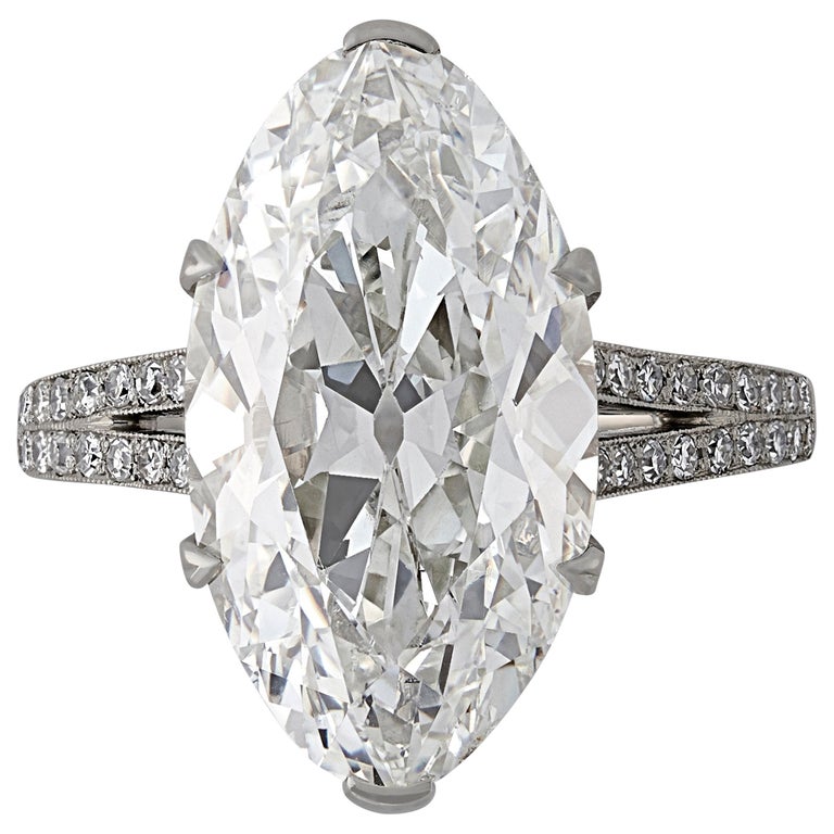 8.31 Carat H SI1 Moval Diamond Ring with Elegant Diamond Setting by ...