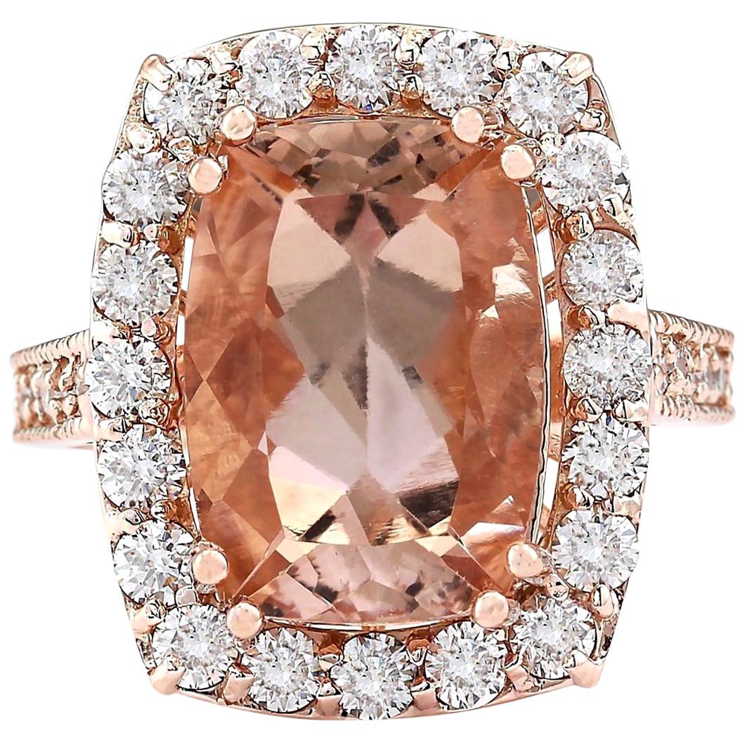 7.87 Carat Natural Morganite 18 Karat Rose Gold Diamond Ring For Sale ...