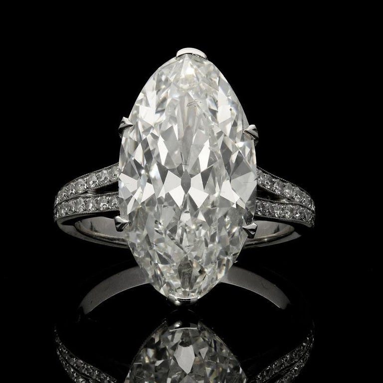 8.31 Carat H SI1 Moval Diamond Ring with Elegant Diamond Setting by ...