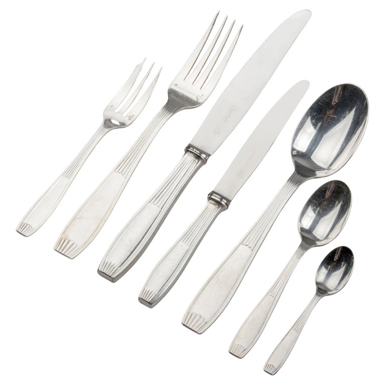 84-Piece set of Silver Plated Art Deco Flatware by Christofle Model ...