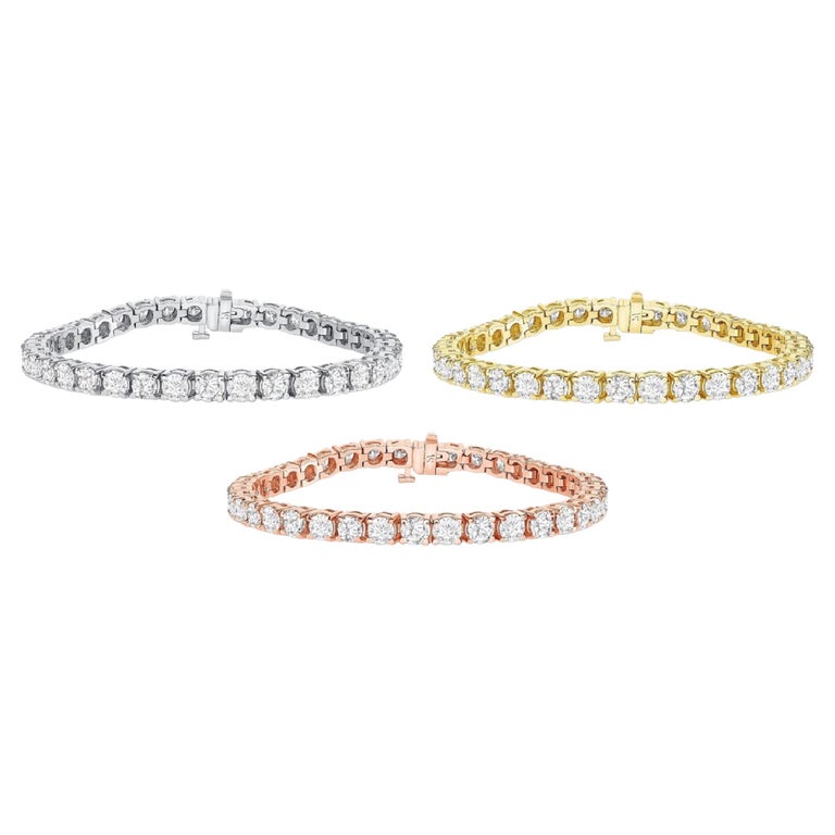 8.50 tcw Tennis Bracelets, 14K Solid Gold, Diamond Bracelet, Round Diamond For Sale at 1stDibs