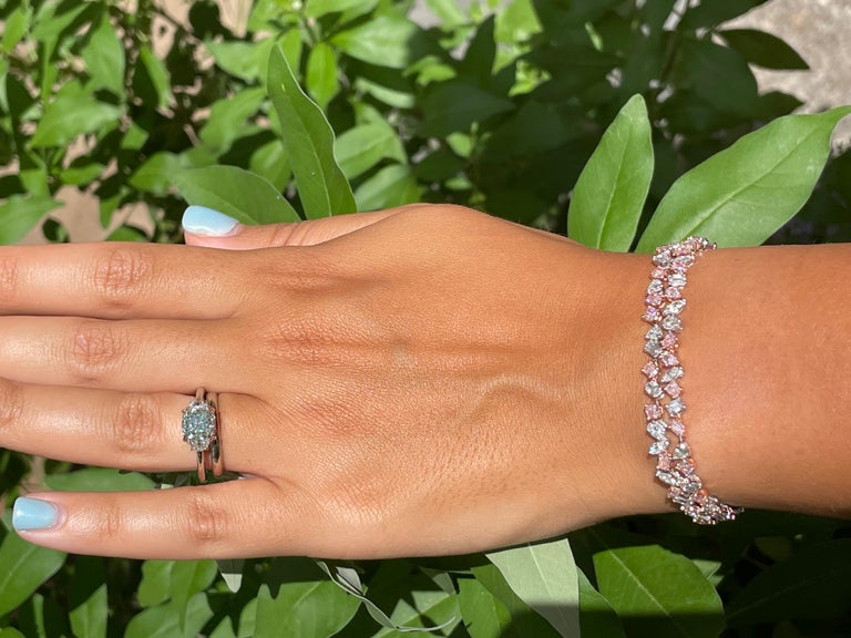 8.58ct Double Row Pink and White Diamond Bracelet For Sale at 1stDibs