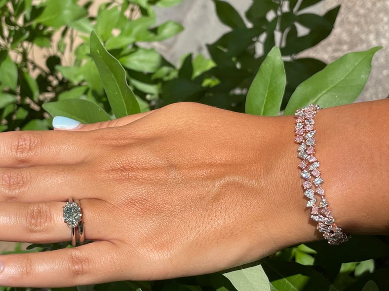 8.58ct Double Row Pink and White Diamond Bracelet For Sale at 1stDibs