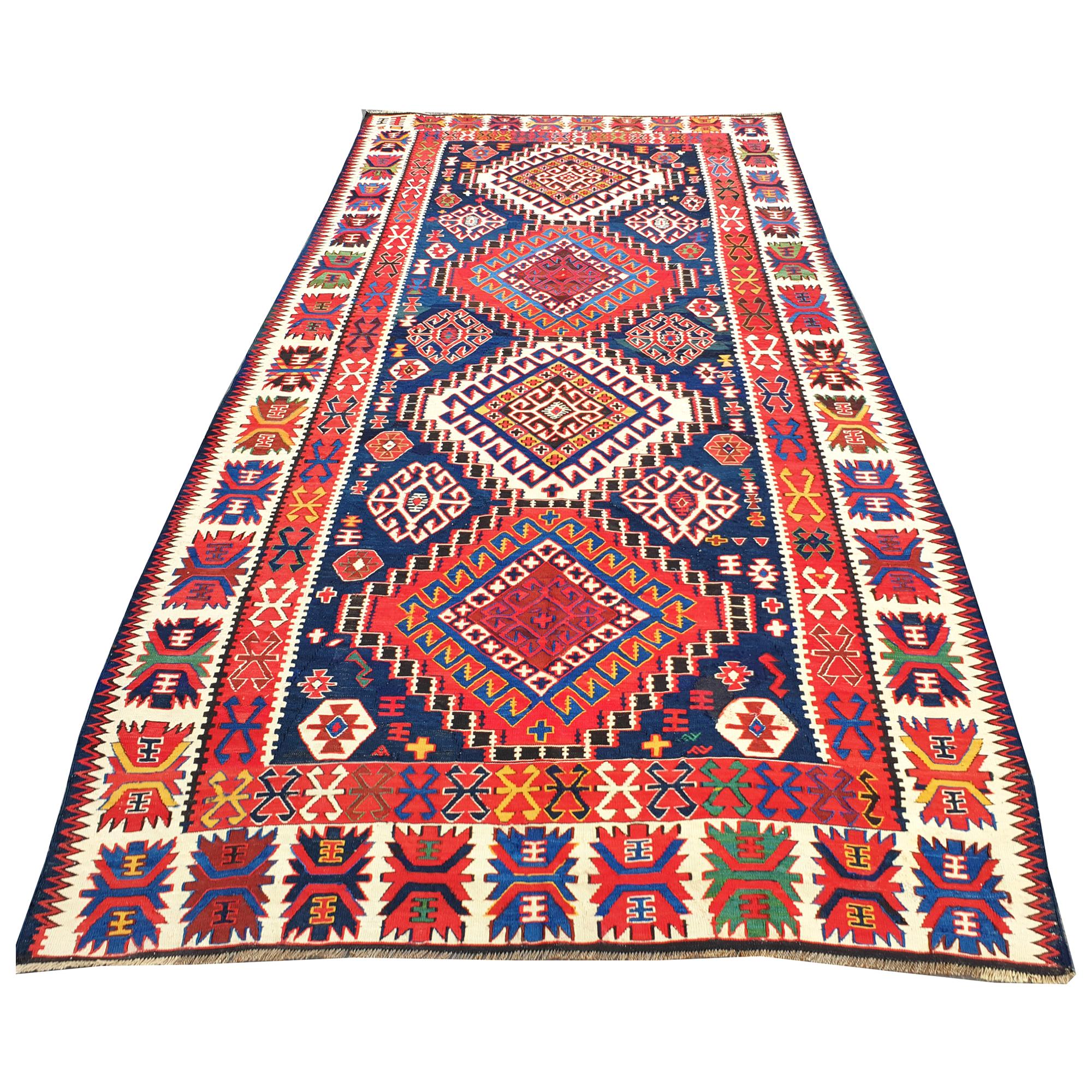 863 - Antique Kilim Rug from the Caucasus from the 19th Century For ...