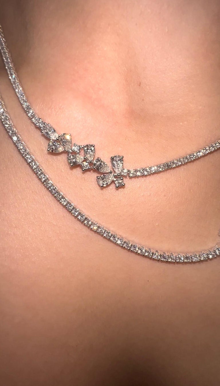 8.65ct Double Layer Diamond Necklace For Sale at 1stDibs