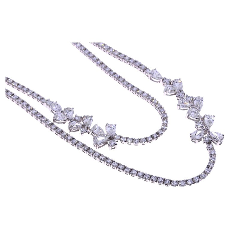 8.65ct Double Layer Diamond Necklace For Sale at 1stDibs