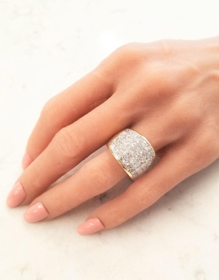 8.72 Carat Total Invisible Set Princess Cut Diamond Yellow Gold ...