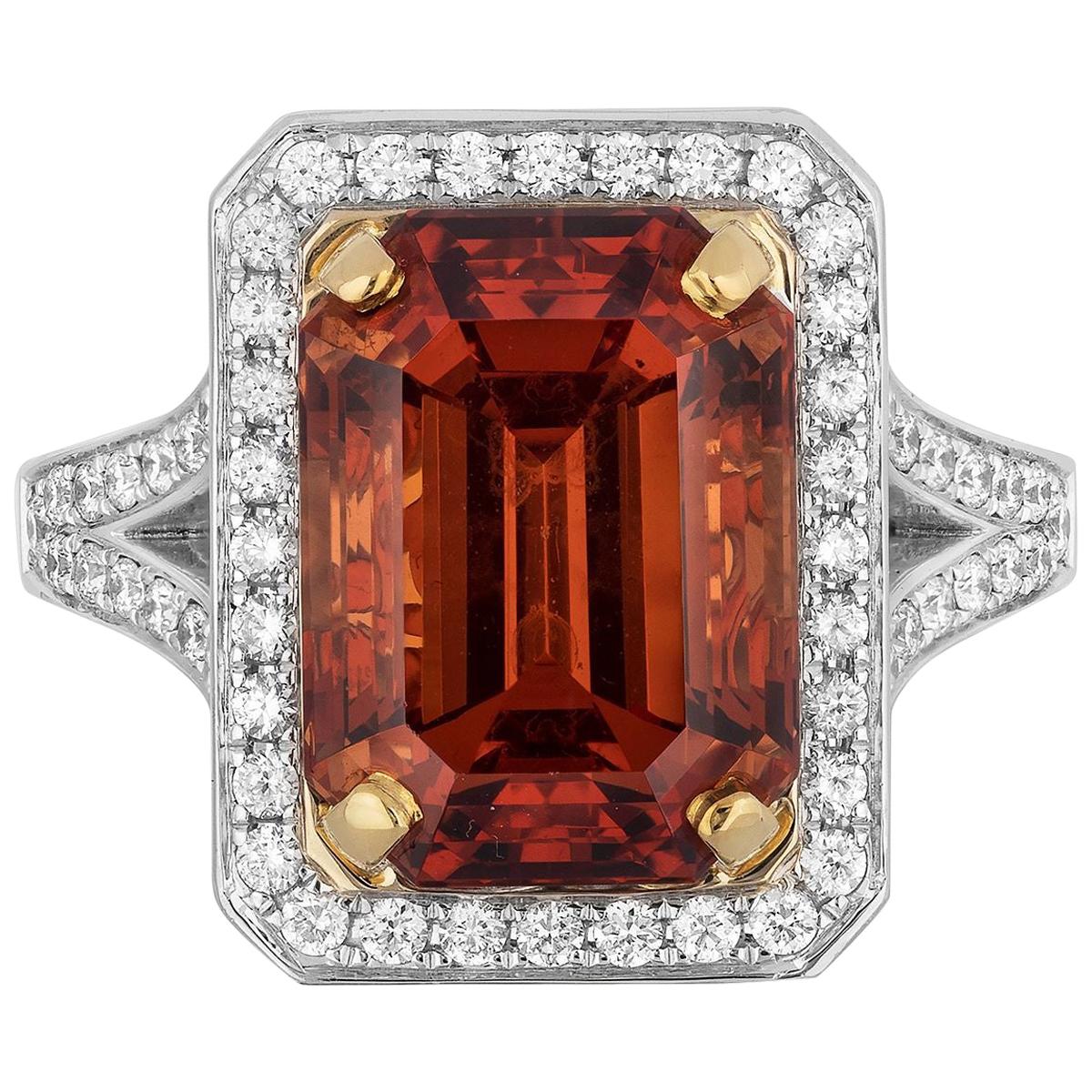 Spessartite Garnet And Diamond Ring at 1stDibs