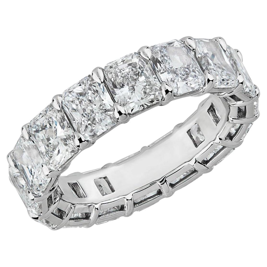 8.74ct GIA Certified 17 Natural Radiant Cut Diamonds Eternity Ring in Platinum For Sale at 1stDibs