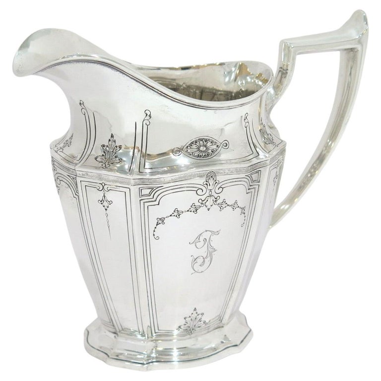 8.75 in - Sterling Silver Gorham Antique Floral Pitcher For Sale at 1stDibs